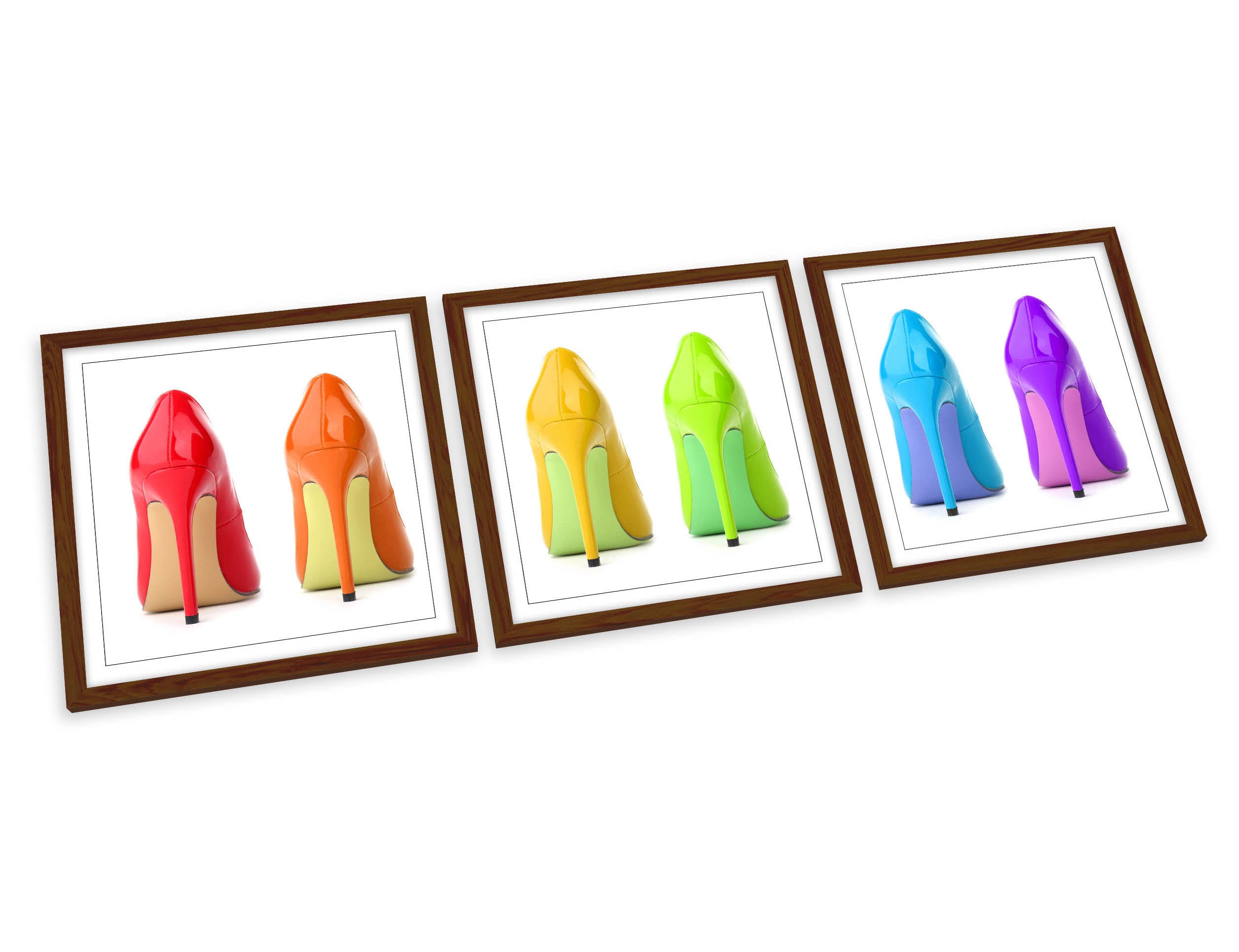 Rainbow High Heels FRAMED ART PRINTS Set Picture Poster Square | Etsy