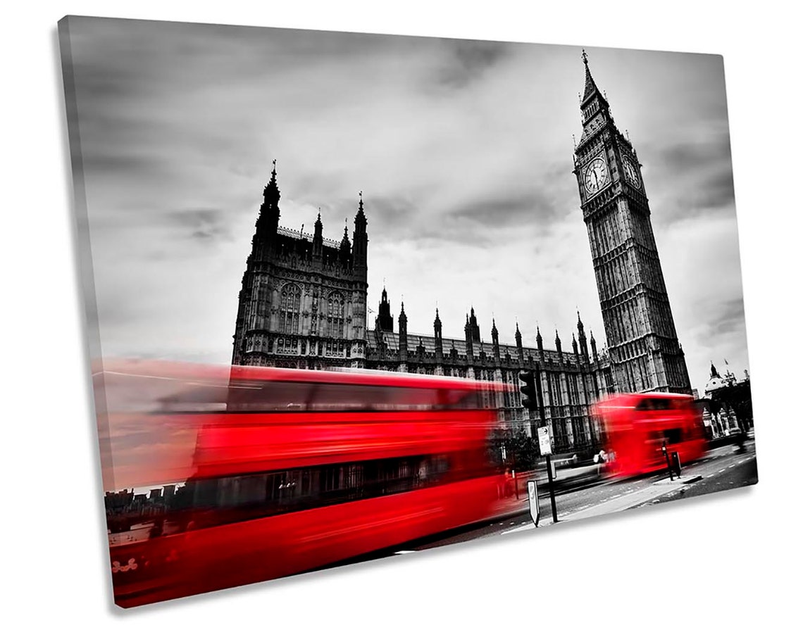 Red London City Bus Big Ben Picture CANVAS WALL ART Print - Etsy