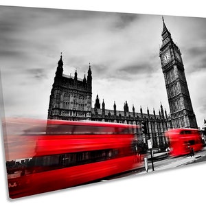 Red London City Bus Big Ben Picture CANVAS WALL ART Print - Etsy