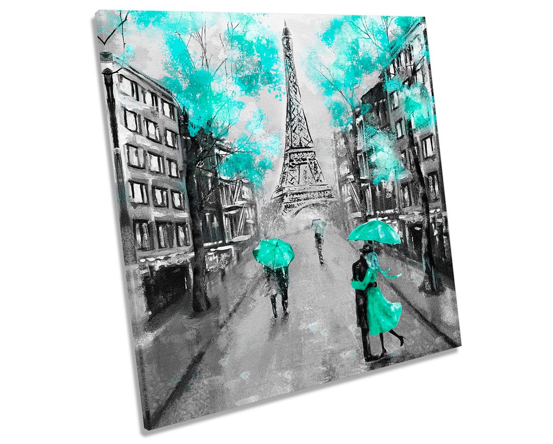 Eiffel Tower Paris Floral Picture CANVAS WALL ART Square Print ...