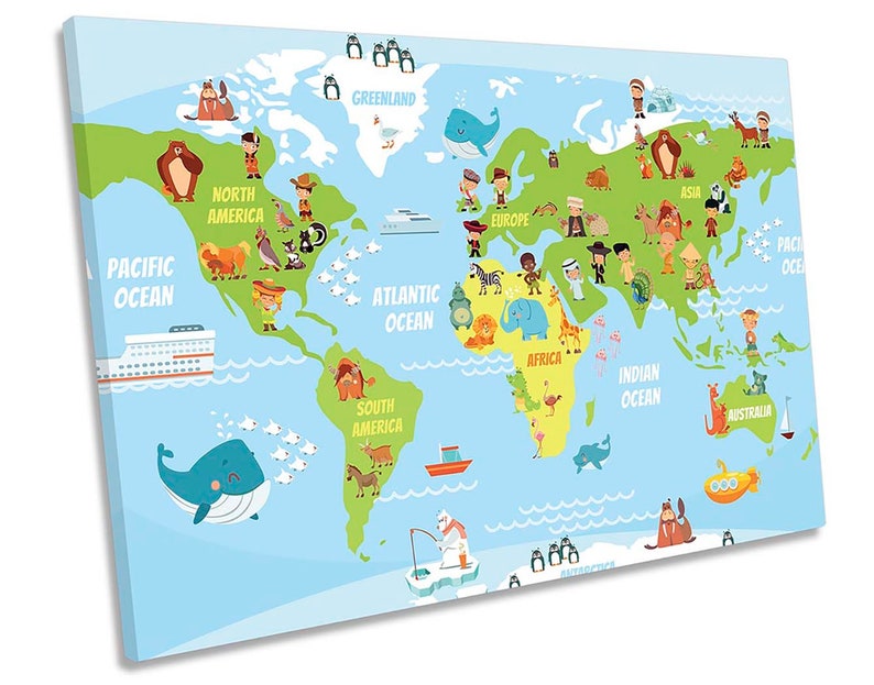 Map of World Characters CANVAS WALL ART Picture Print | Etsy