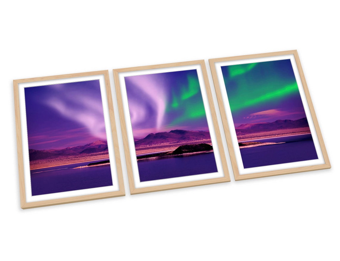 Space Northern Lights Night FRAMED ART PRINTS Set Picture - Etsy