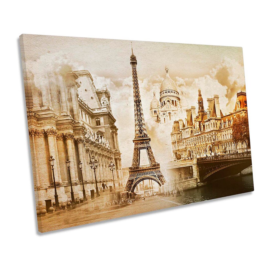 Paris France Landmarks Picture Eiffel Tower CANVAS WALL ART Print - Etsy