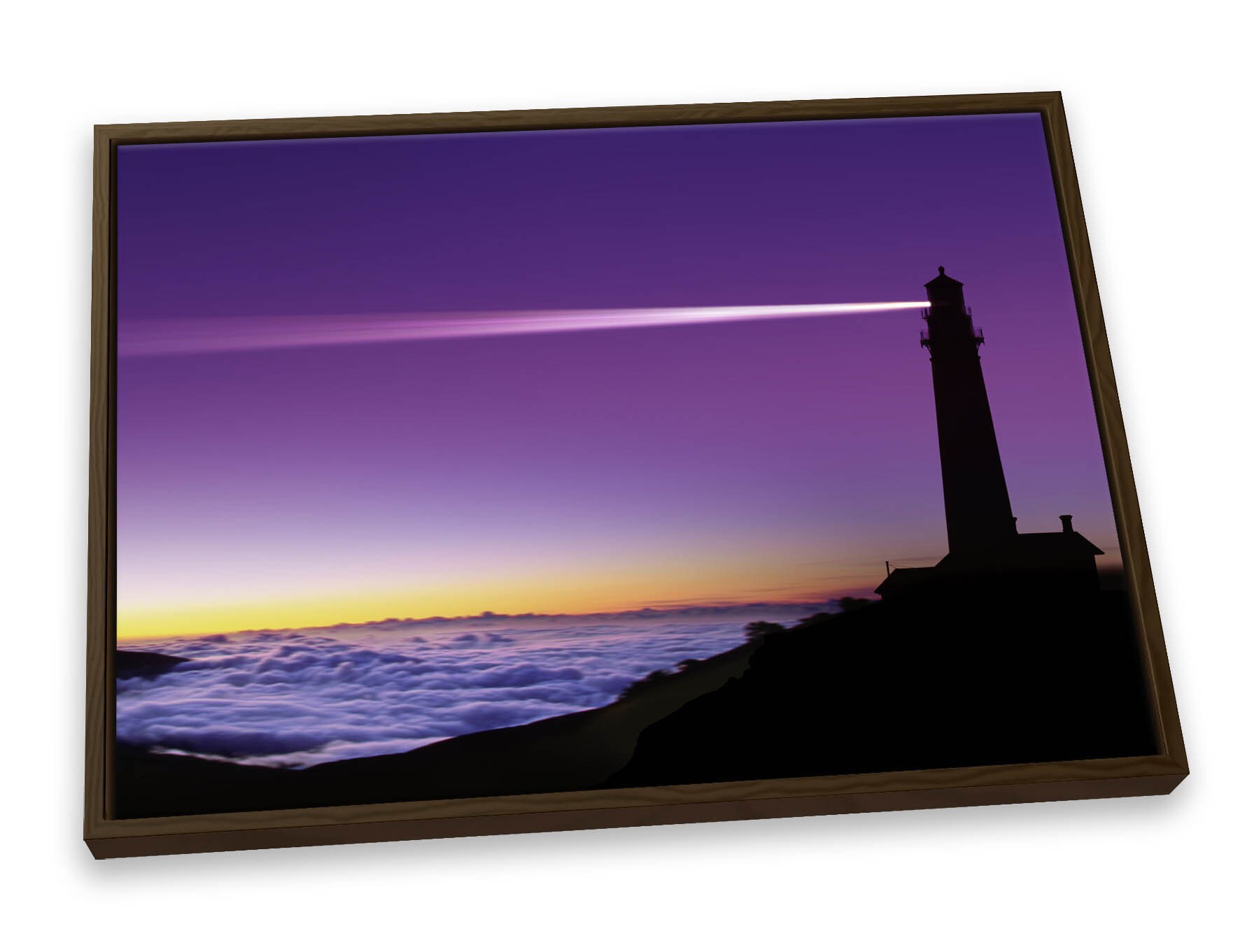 Purple Lighthouse Sunset Beach CANVAS FLOATER FRAME Wall Art - Etsy UK
