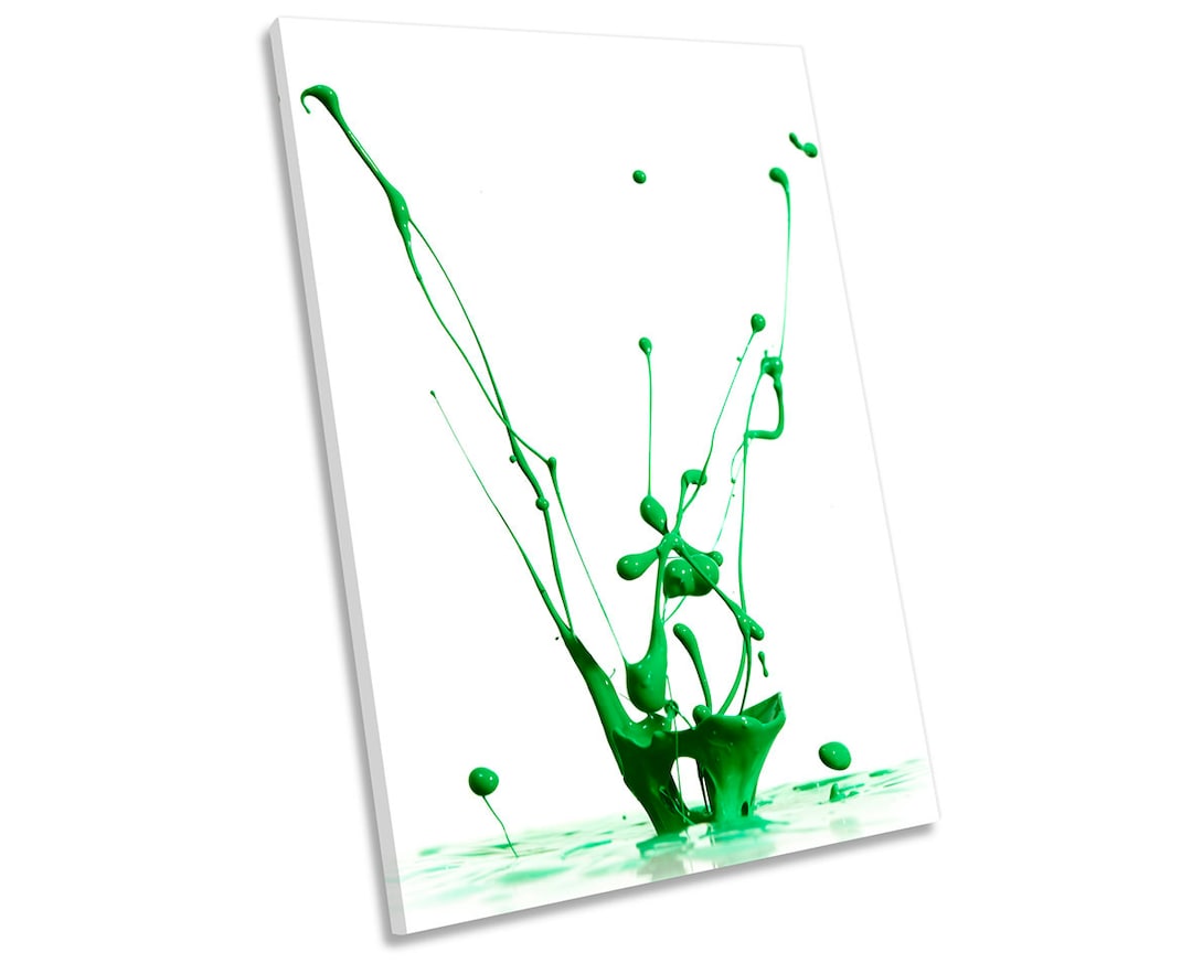 Green Paint Splash Abstract Picture CANVAS WALL ART Portrait - Etsy