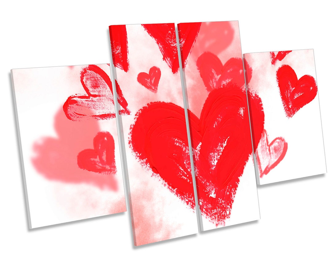 Love Heart Romantic Red CANVAS WALL ART Multi Panel Picture Print - Etsy