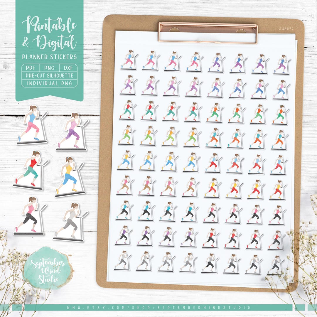 Treadmill Printable Planner Stickers, Treadmill Digital Stickers ...