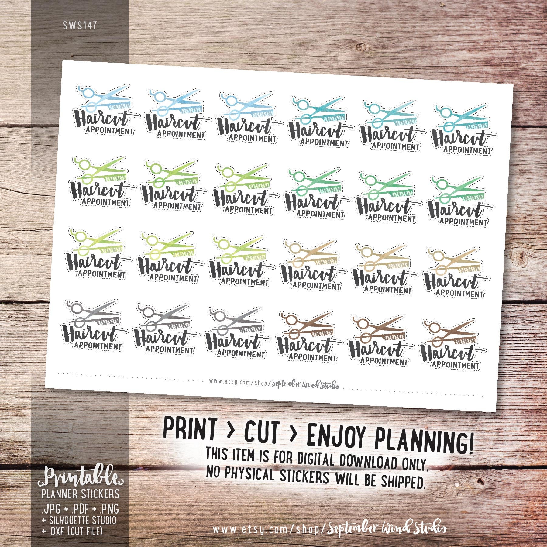 Haircut Printable Planner Stickers Haircut Appointment - Etsy