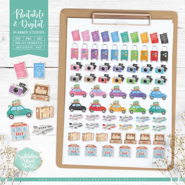 TRAVEL PLANNER STICKERS, Road Trip Planner Deco, Travel Printable Deco ...
