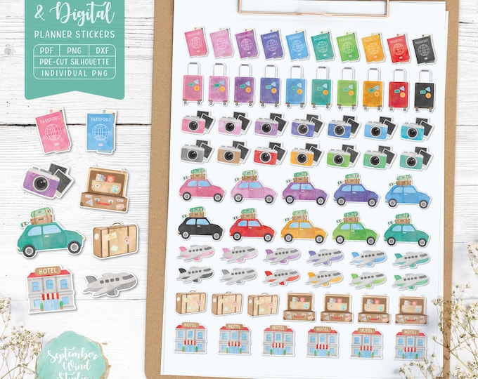 TRAVEL PLANNER STICKERS, Road Trip Planner Deco, Travel Printable Deco ...