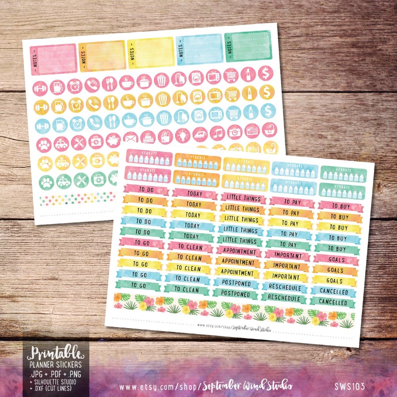 Summer Printable Planner Stickers Summer Stickers Weekly | Etsy