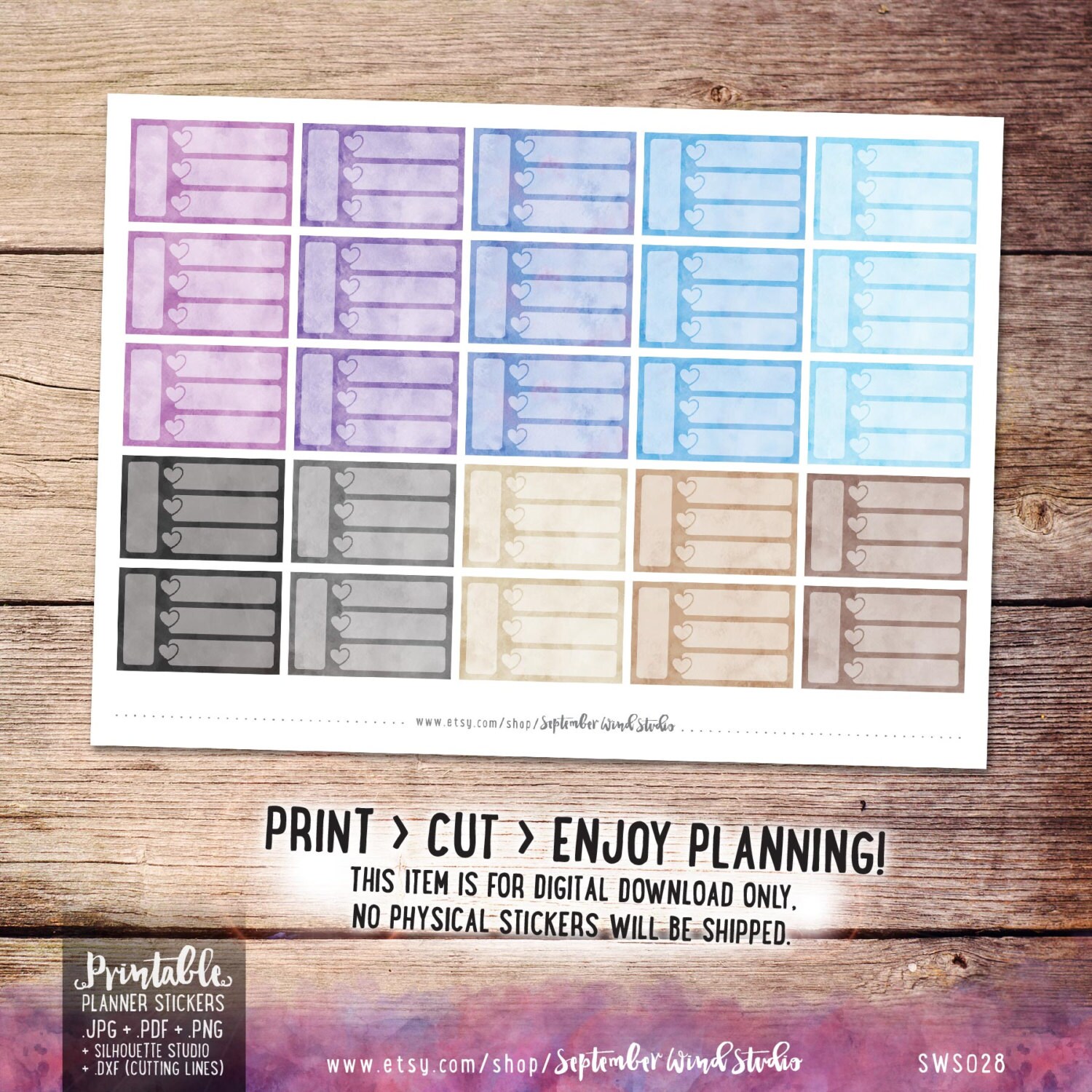 Watercolor Blank Checklist Printable Planner Stickers to Do - Etsy