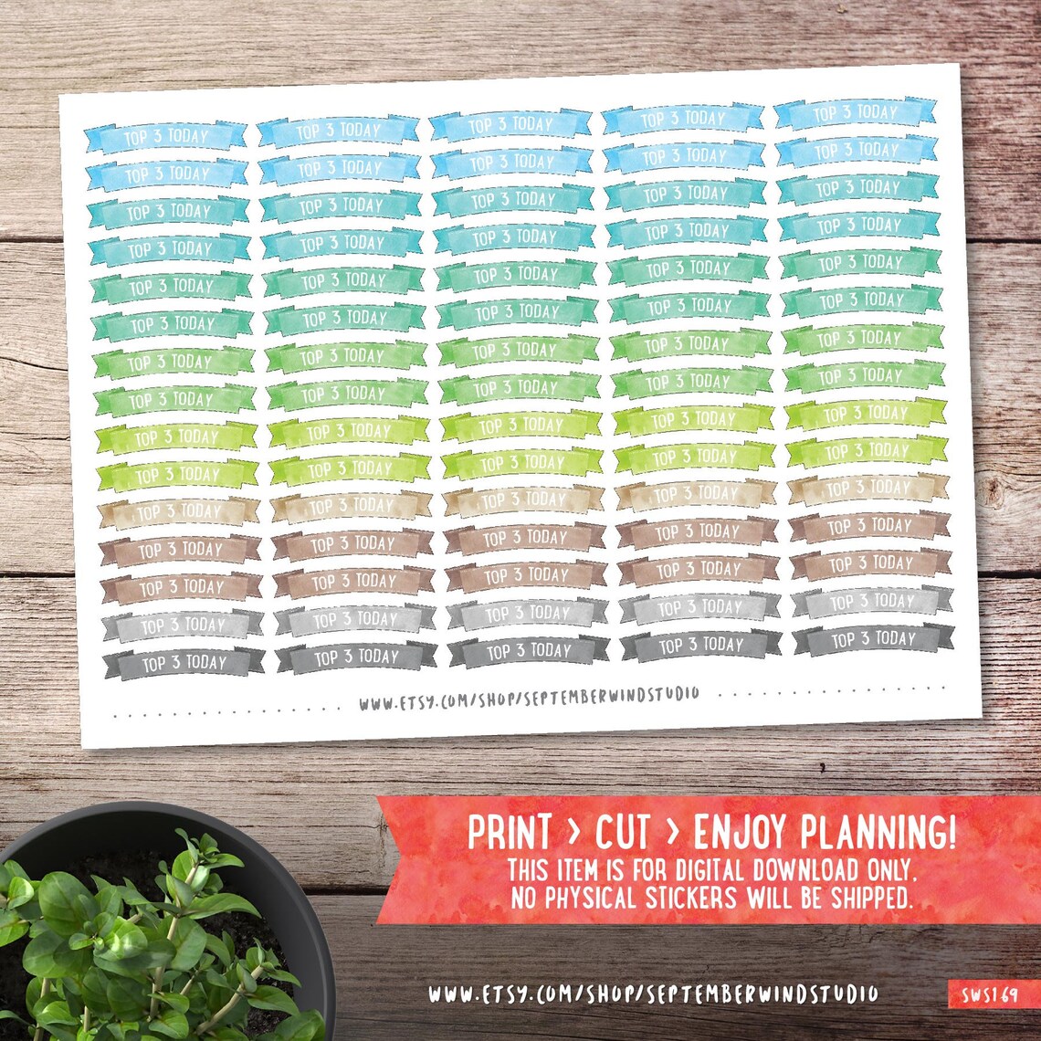 Top 3 Today Printable Planner Stickers Today Planner | Etsy