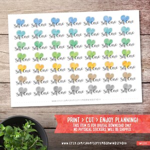Self Care Printables Planner Stickers, Self Care Stickers, Planner ...