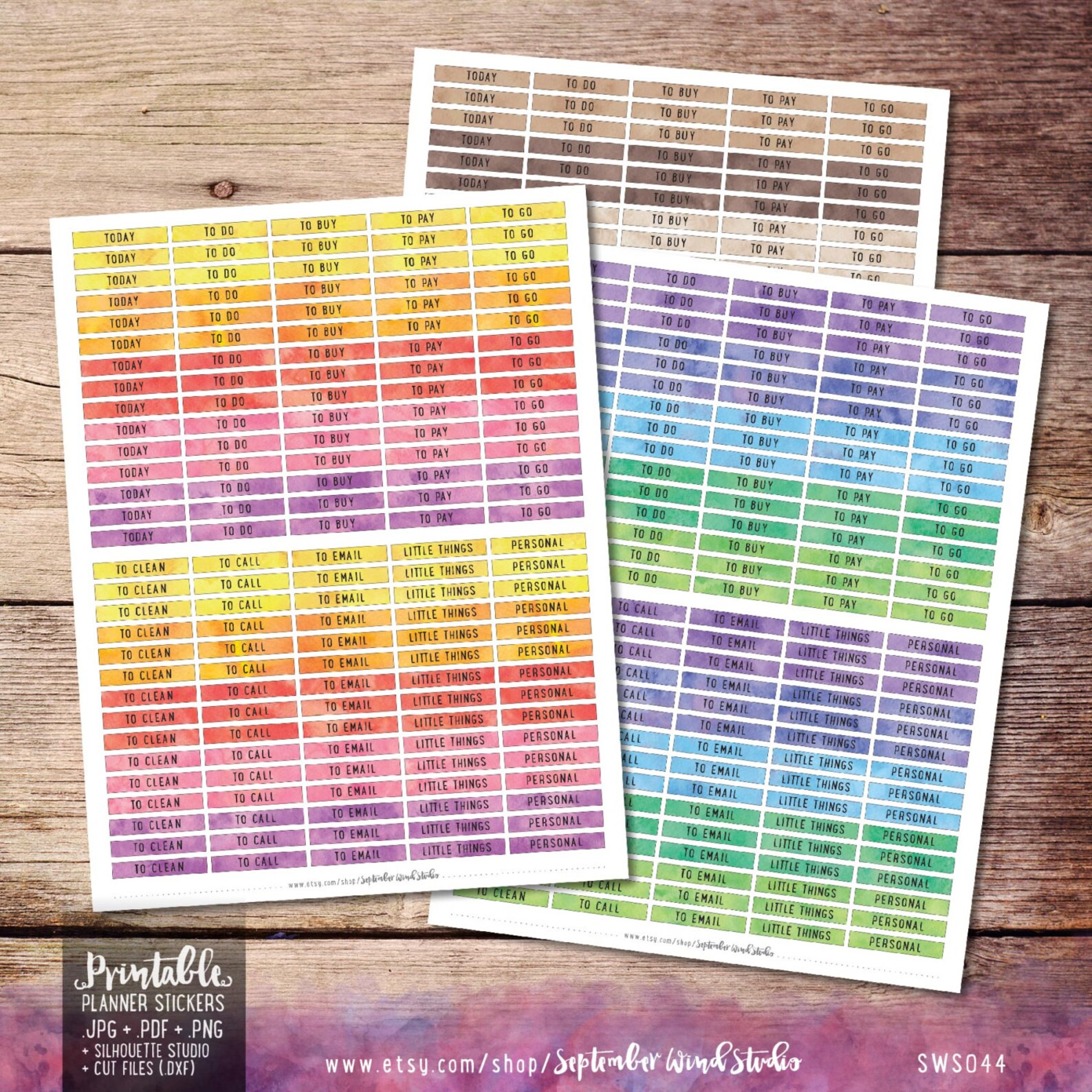 Header Printable Planner Stickers Watercolor Header Stickers - Etsy