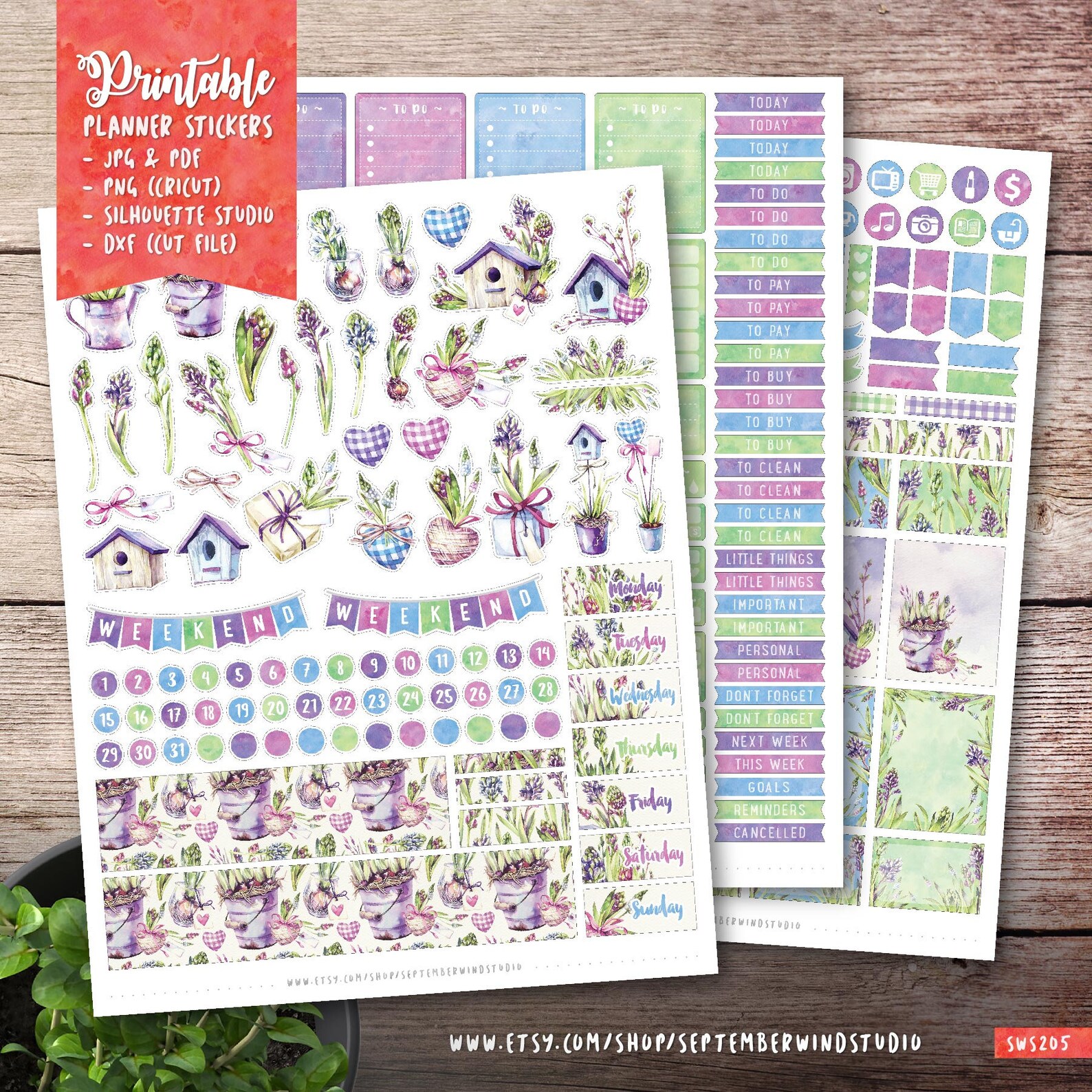 Rustic Garden Printable Planner Stickers Garden Weekly Kit - Etsy