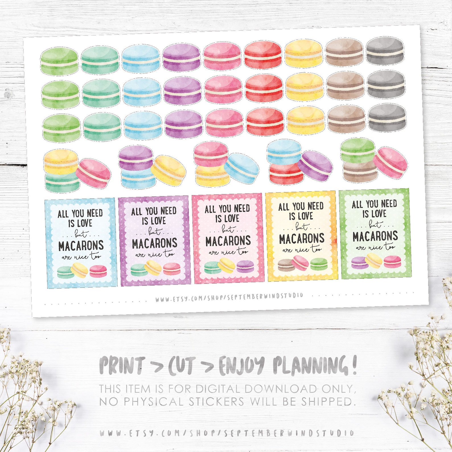 Macarons Printable Planner Stickers Scrapbooking Printable | Etsy
