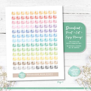 Wash Dishes Printable Planner Stickers, Wash Dishes Icons Stickers ...