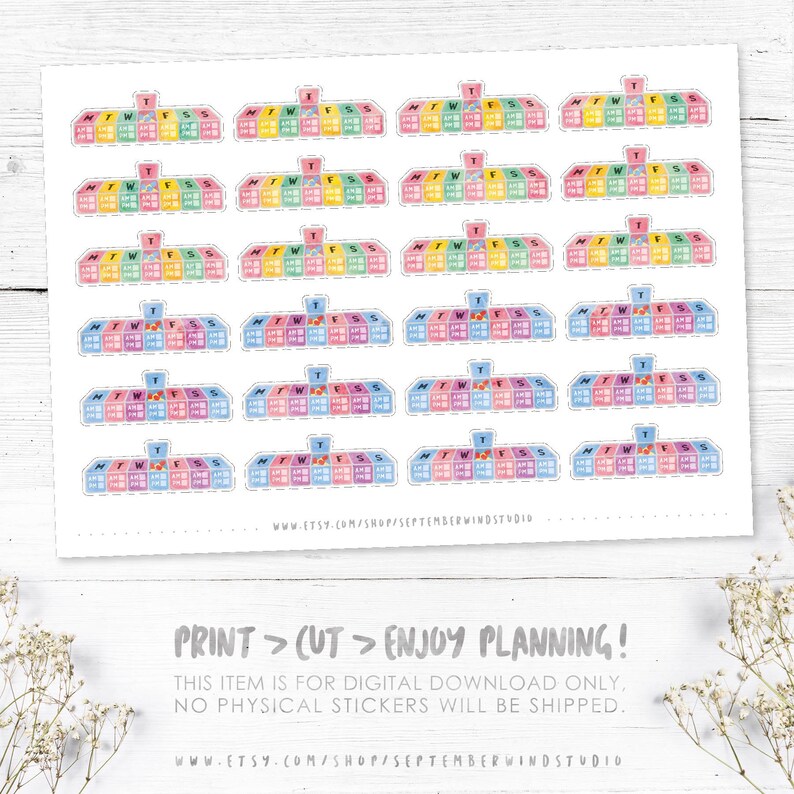 Pill Box Printable Planner Stickers Pill Stickers Medication - Etsy