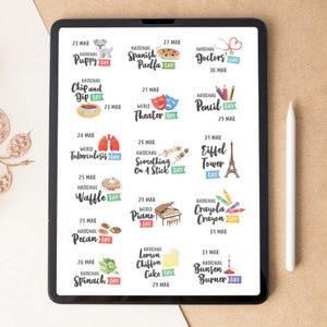 March Wacky Holidays Digital Planner Stickers, Goodnotes Stickers, Pre ...