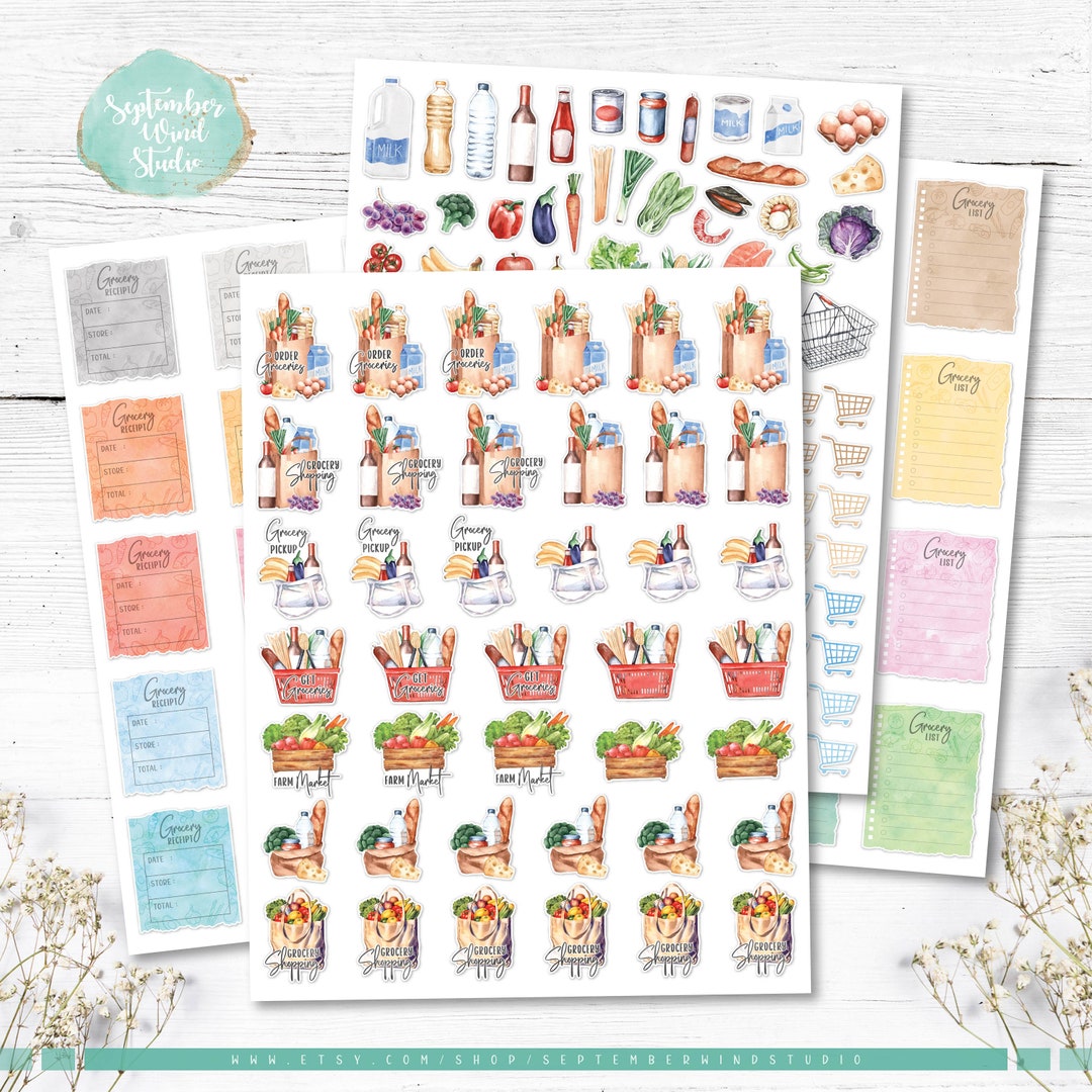 Grocery Shopping Printable Planner Stickers, Order Groceries, Grocery ...