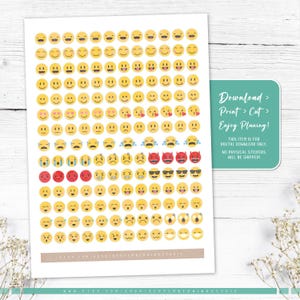 Emoticon Planner Stickers: Printable & Digital (PDF, Cricut PNG ...
