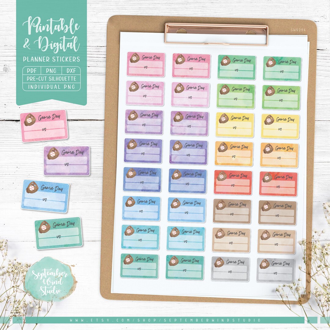 Baseball Printable Planner Stickers, Game Day Digital Stickers ...