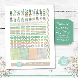 Cactus Printable Planner Stickers - Etsy