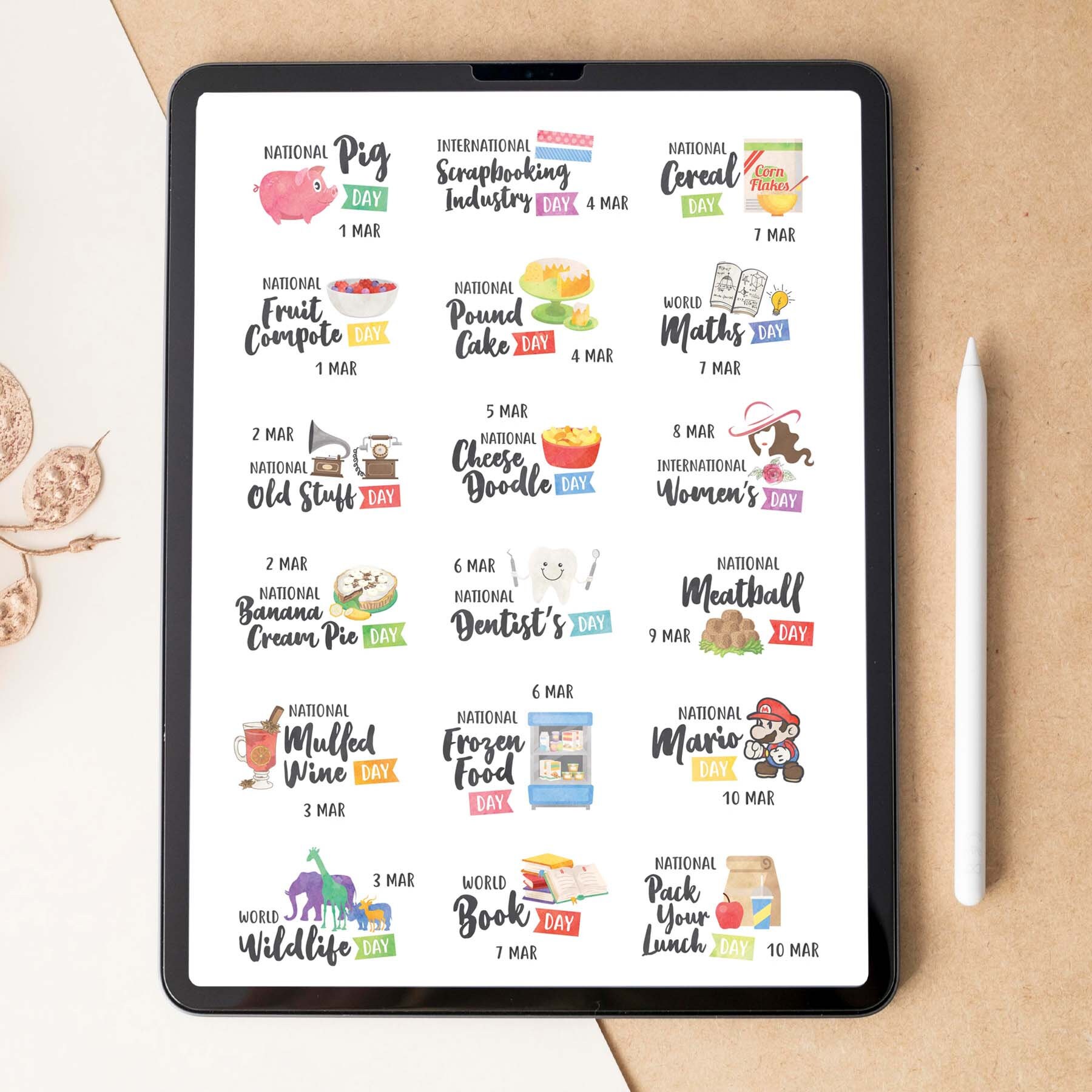March Wacky Holidays Digital Planner Stickers Goodnotes - Etsy
