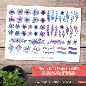 Floral Printable Planner Stickers, Floral Weekly Kit Printable Stickers ...