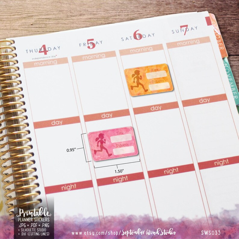 Running Tracker Printable Planner Stickers Watercolor Running | Etsy