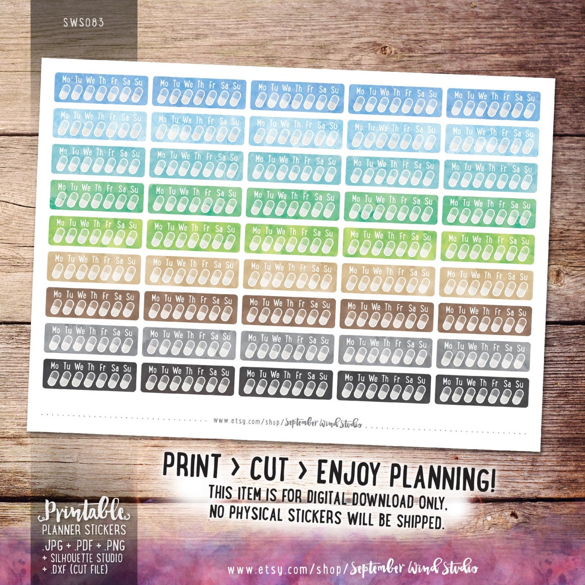 Weekly Pill Printable Planner Stickers Pill Stickers - Etsy