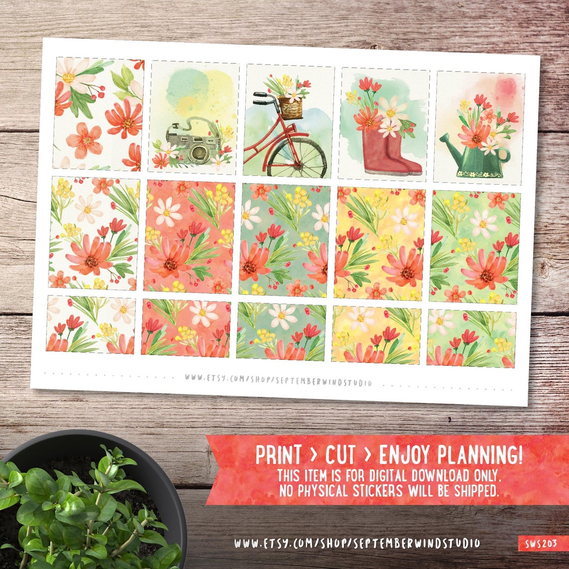 Spring Floral Printable Planner Stickers Floral Weekly Kit - Etsy