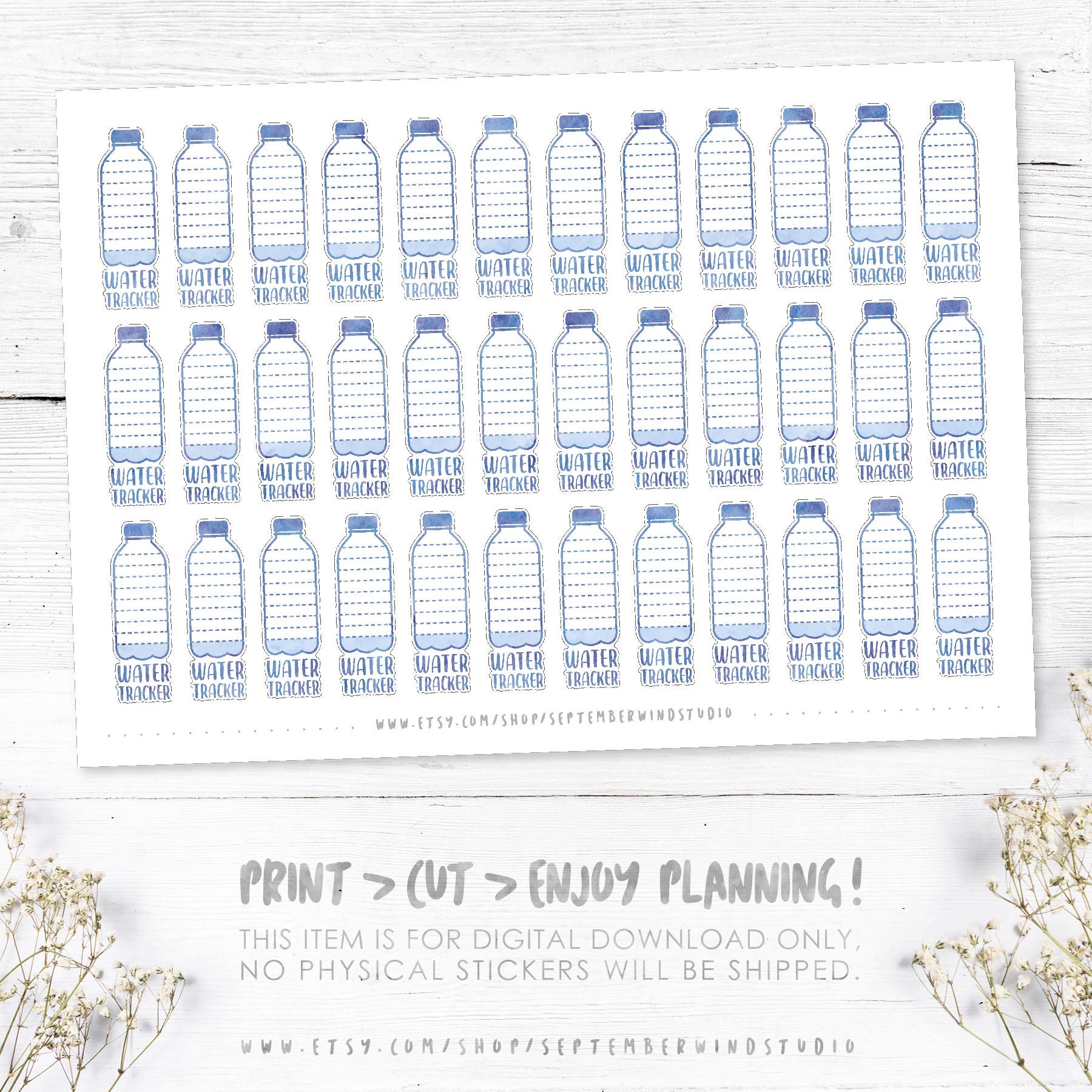 Water Tracker Printable Planner Stickers Hydrate Stickererin - Etsy