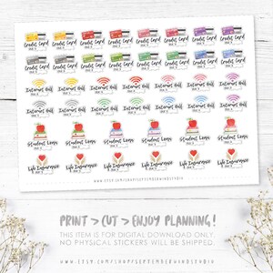 Payment Due Printable Planner Stickers, Watercolor Payment Stickers ...