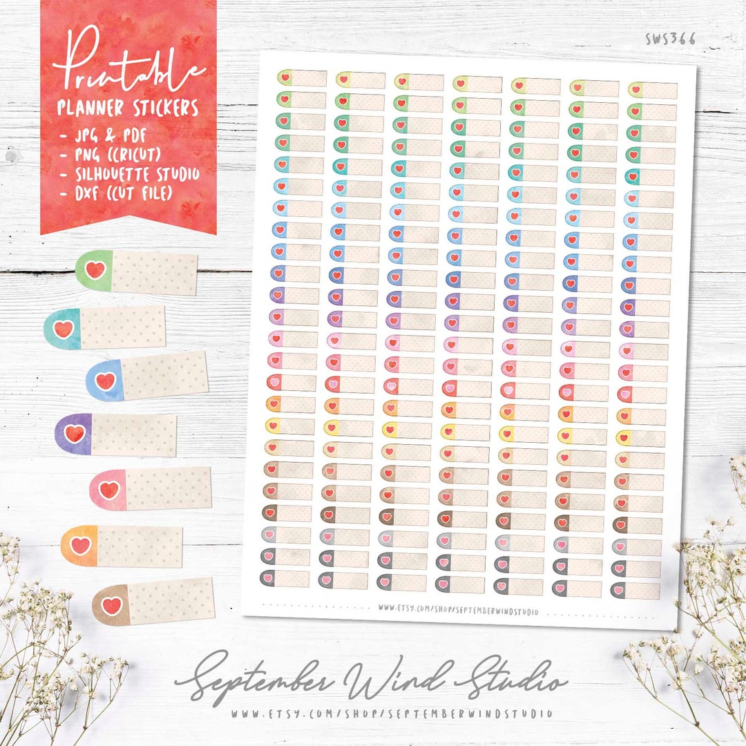Ribbon Banner Printable Planner Stickers, Ribbon Watercolor Stickers ...
