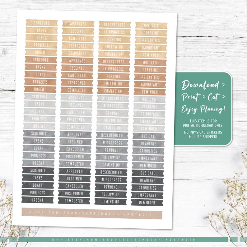 Work Headers Planner Stickers: Printable & Digital (PDF, Cricut ...