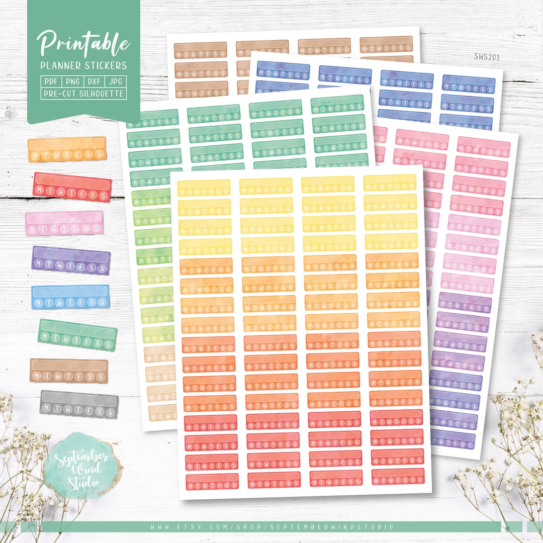 Habit Tracker Printable Planner Stickers, Watercolor Habits Stickers ...