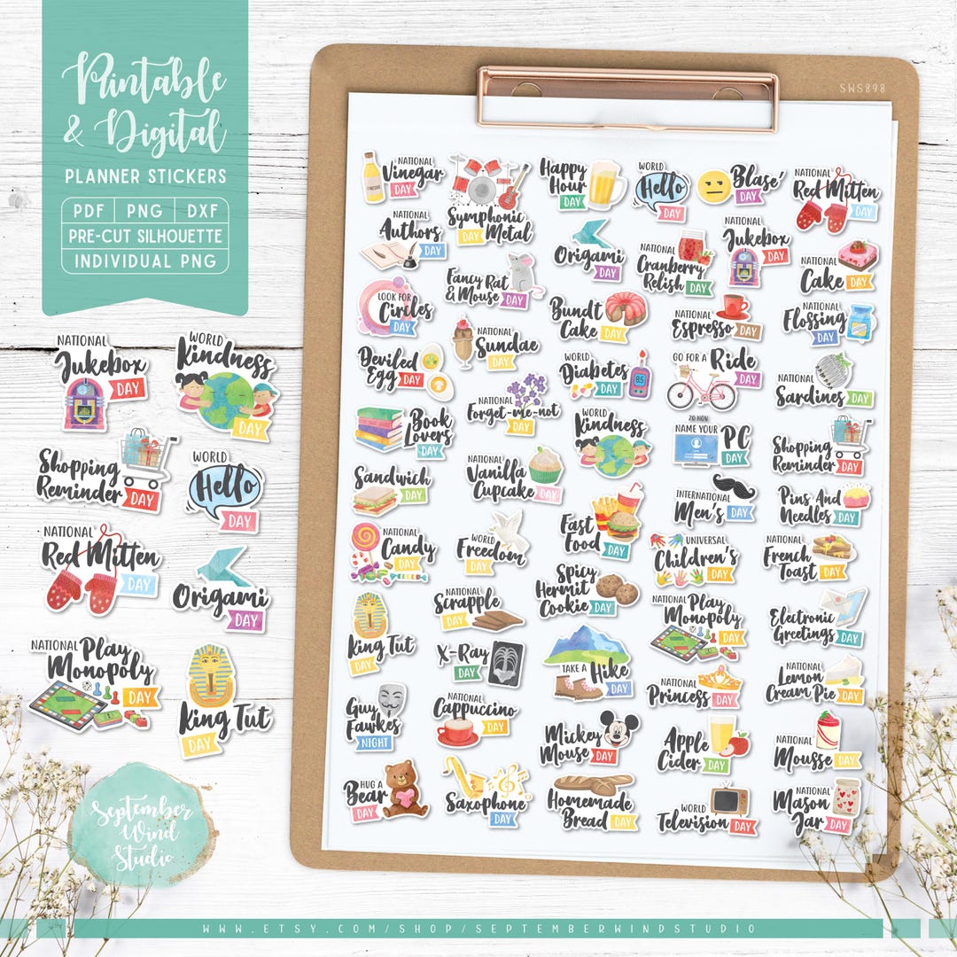 November Wacky Holidays Printable & Digital Planner Stickers, Pre ...