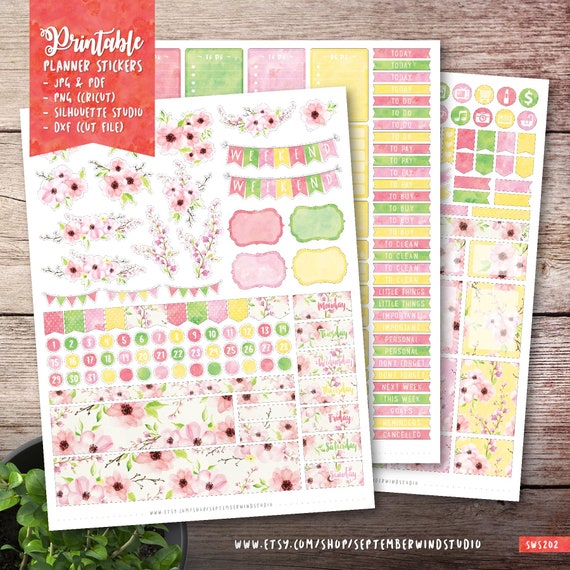 Paper Decorative Planner Sheet Floral Planner Stickers Pink Pumpkin ...