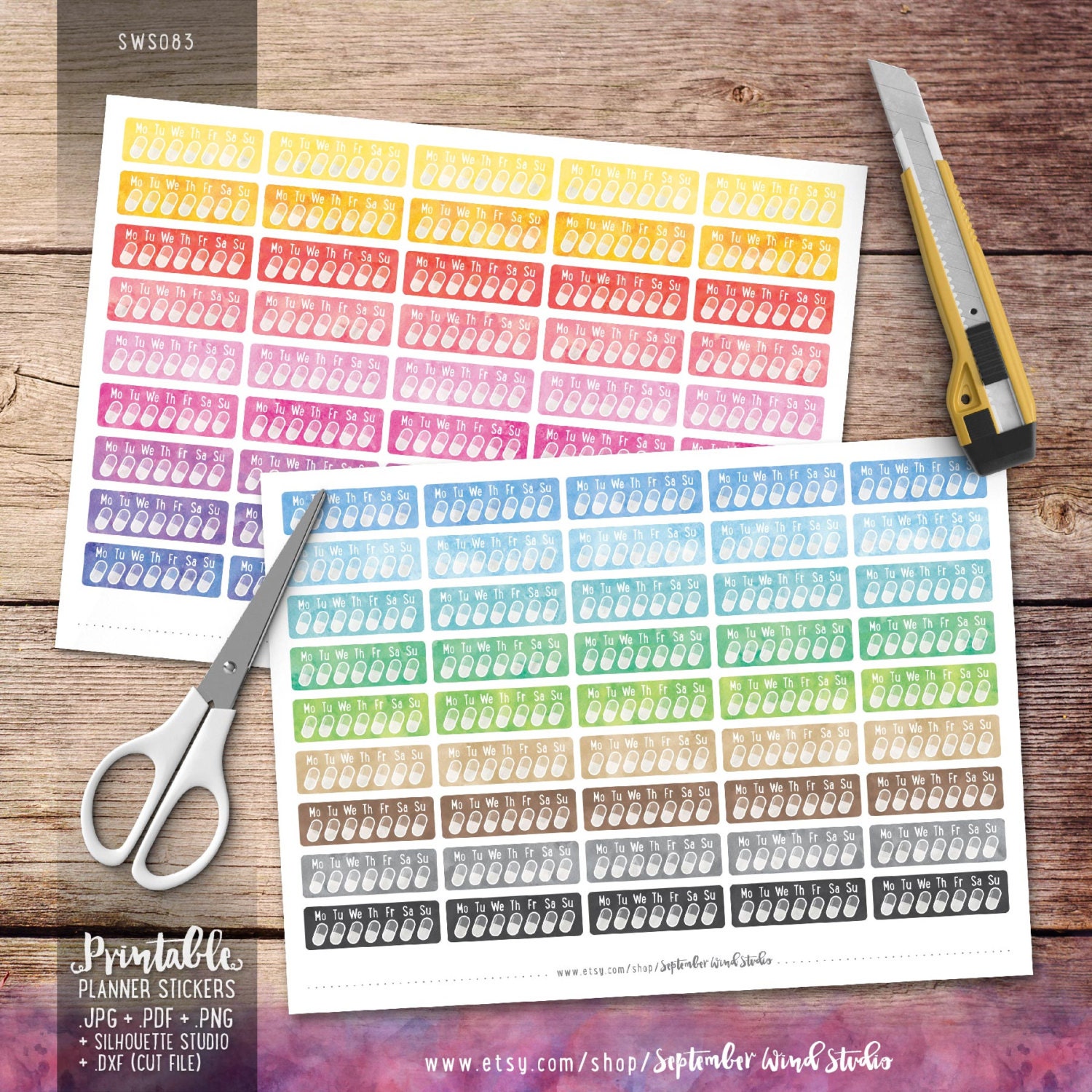 Weekly Pill Printable Planner Stickers Pill Stickers - Etsy