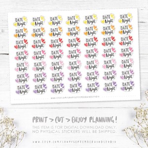 Date Night Printables Planner Stickers Date Night Stickers - Etsy