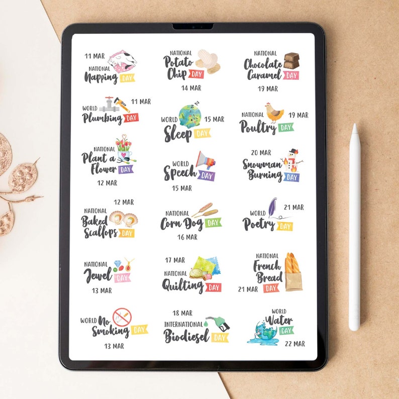 March Wacky Holidays Digital Planner Stickers Goodnotes | Etsy