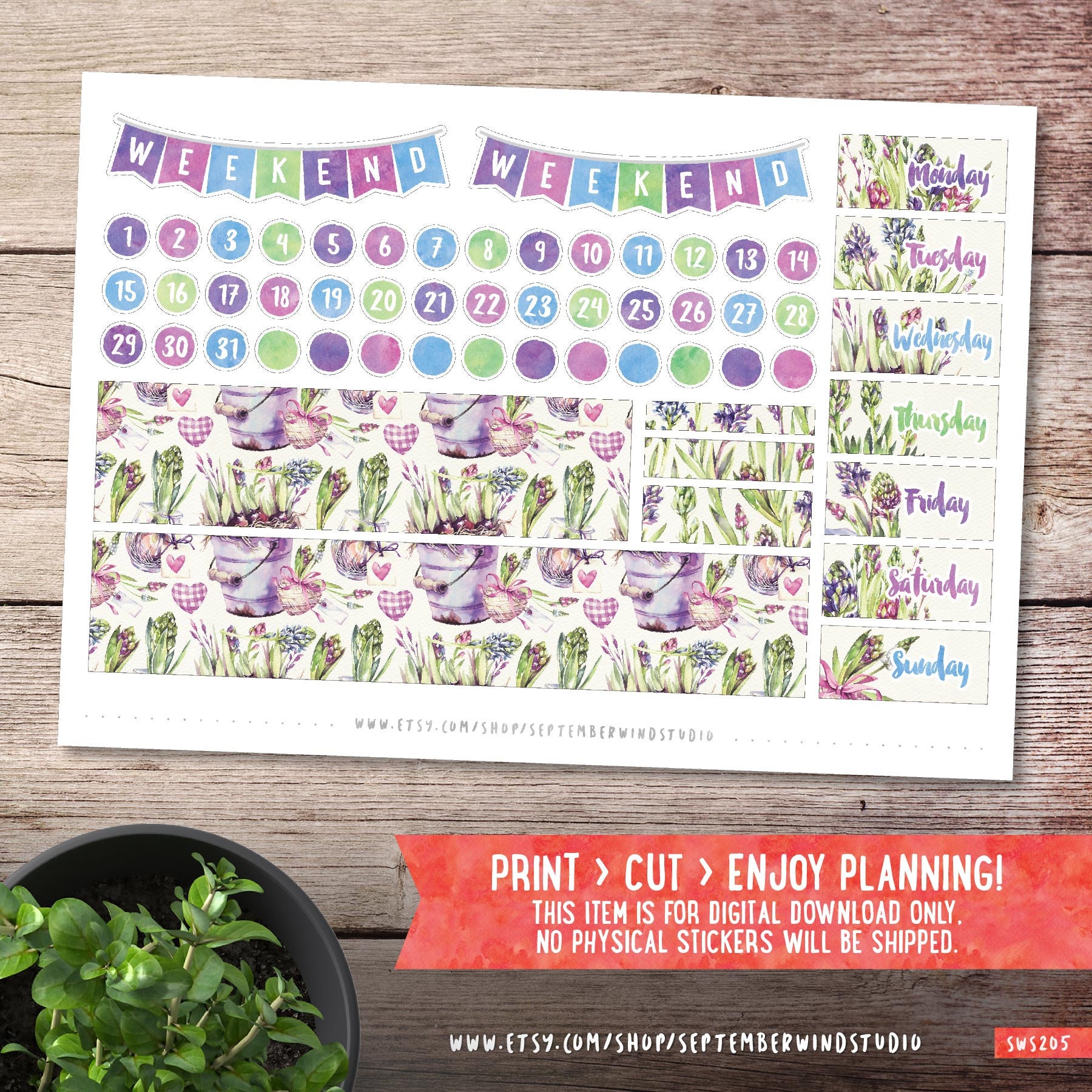 Rustic Garden Printable Planner Stickers Garden Weekly Kit - Etsy