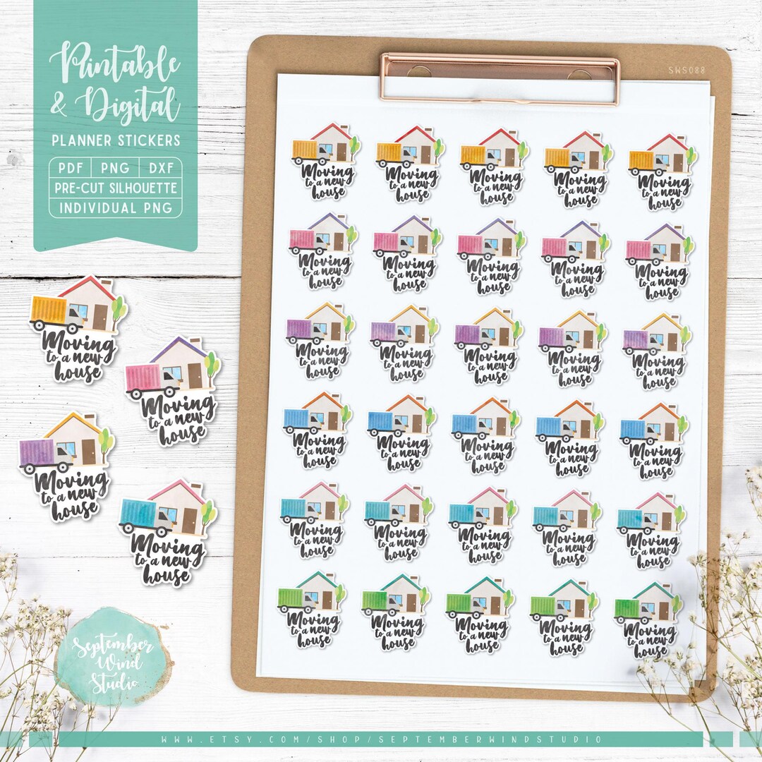 Moving to A New House Printable & Digital Planner Stickers, Moving ...