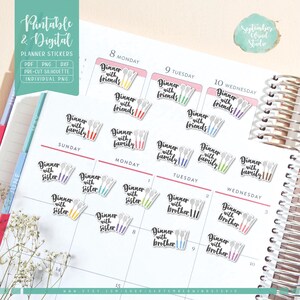 Dinner Printable & Digital Planner Stickers, Dinner With Friends ...