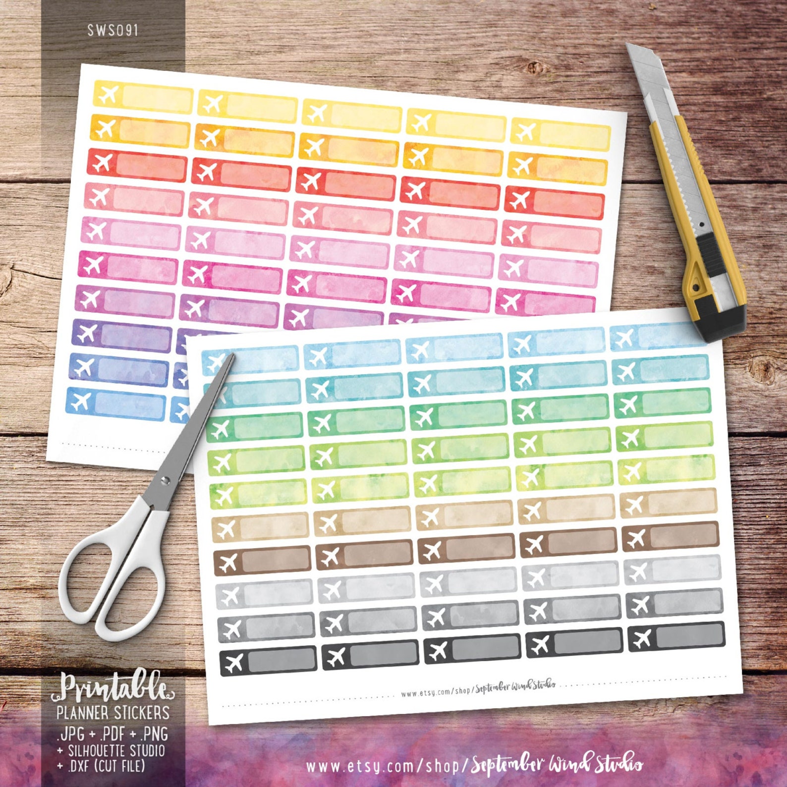 Travel Printable Planner Stickers Airplane Stickers Flight - Etsy