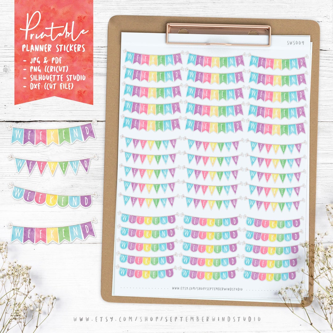 Weekend Printable Planner Stickers, Weekend Stickers, Weekend Benner ...