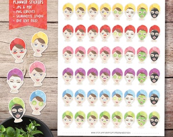 48 Cute Face Mask/pamper/me Time Girl Planner Stickers - Etsy
