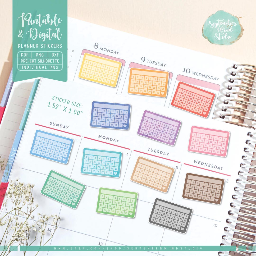 Monthly Habit Tracker Printable Planner Stickers, Habit Tracker Digital ...
